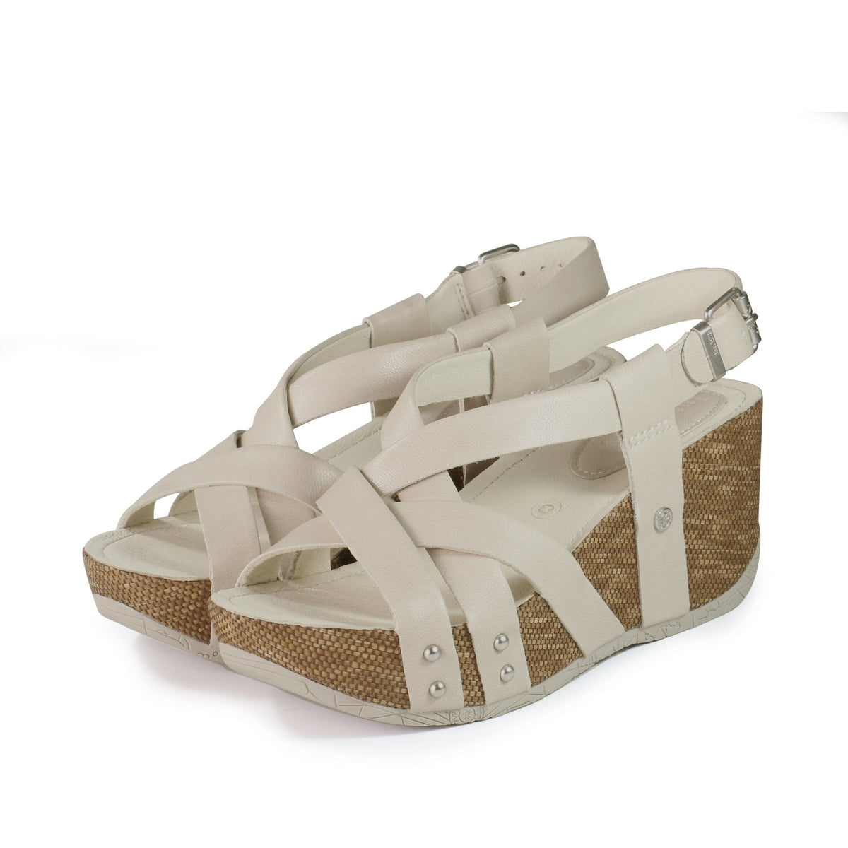 Formentera Cross Straps Wedge Sandals (Ivory) – bussola