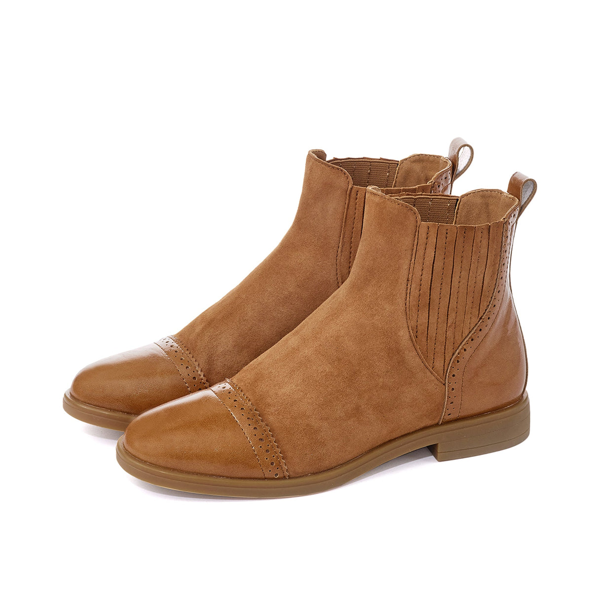 Perugia Brogue Suede Chelsea Boots (Wood Ashes) – bussola